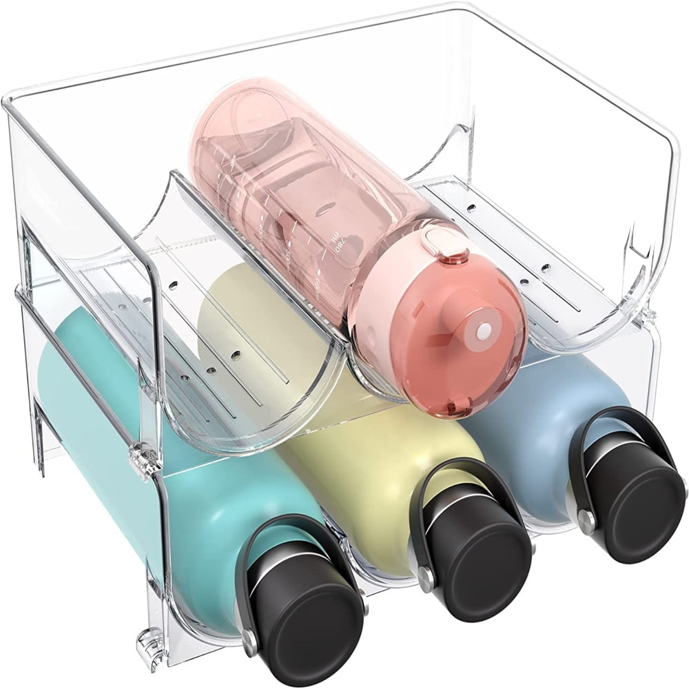 KEINXS 2 Pack Plastic Water Bottle Organizer Rack, Stackable Bin Holder ...