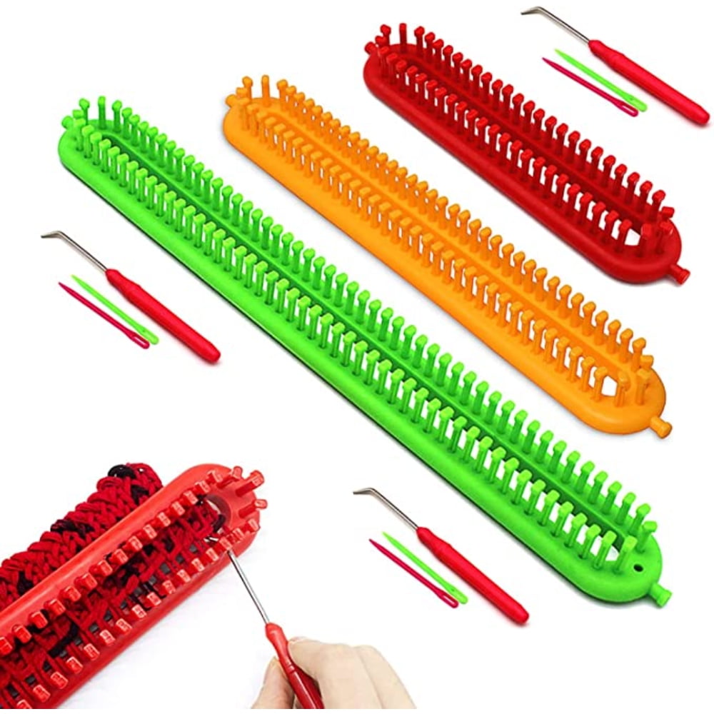 KEINXS 3 Pieces Rectangular Knitting Loom Set, Dense Pegs, Colorful ...