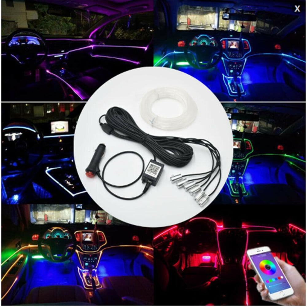 KEINXS 4M RGB LED Car Interior Decor Interior Fiber Optic Neon EL ...