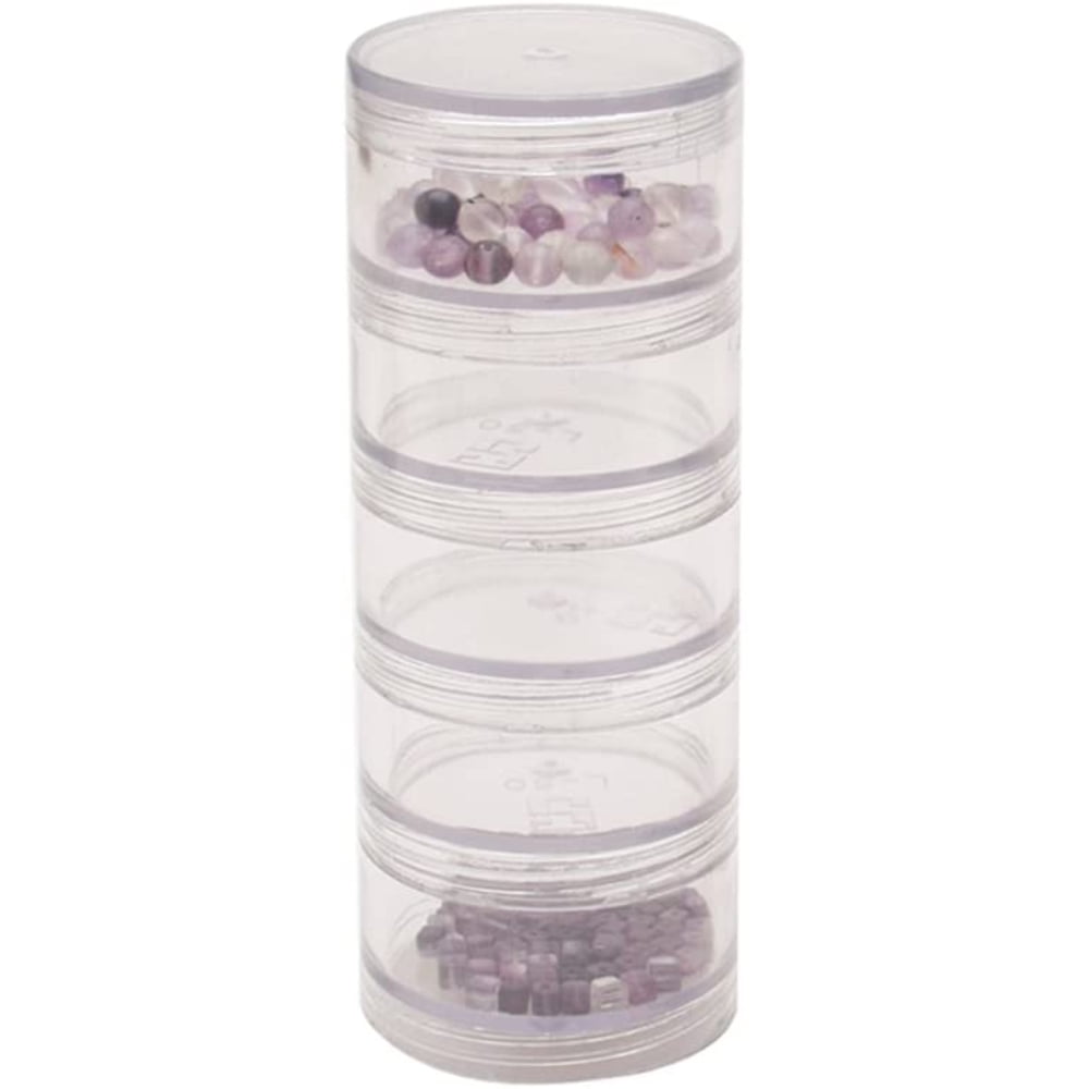 KEINXS 5 Large Round Stacked Storage Set Jars Stone Small Parts Beading ...