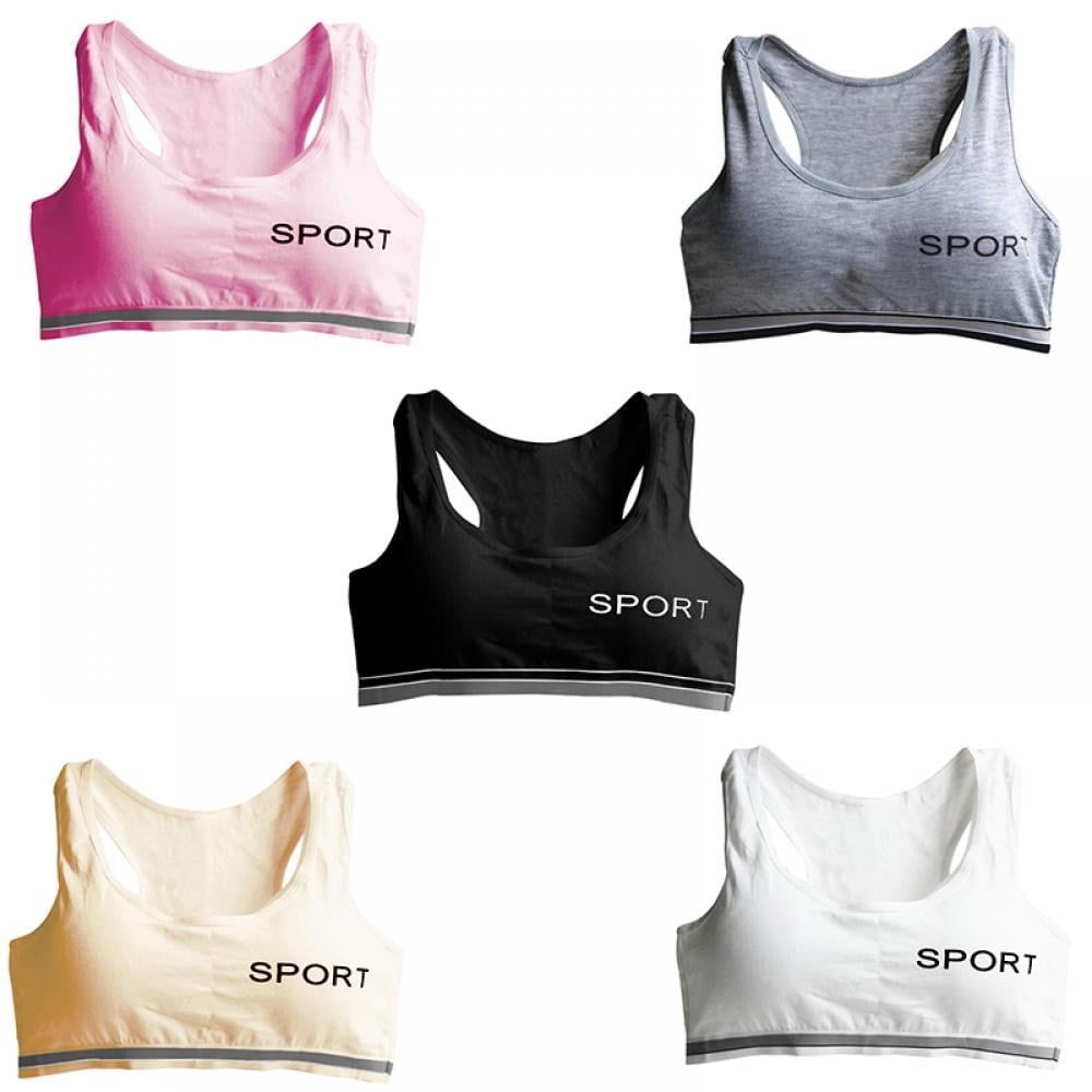 KEINXS 5 Pack Girls Bras 10-12 14-16 Padded Training Cami Bras Wireless ...