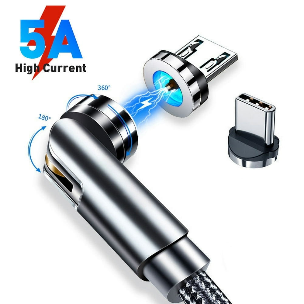 KEINXS 540 Degree Rotate Magnetic Micro USB Type-c QC3.0 Fast Charging ...