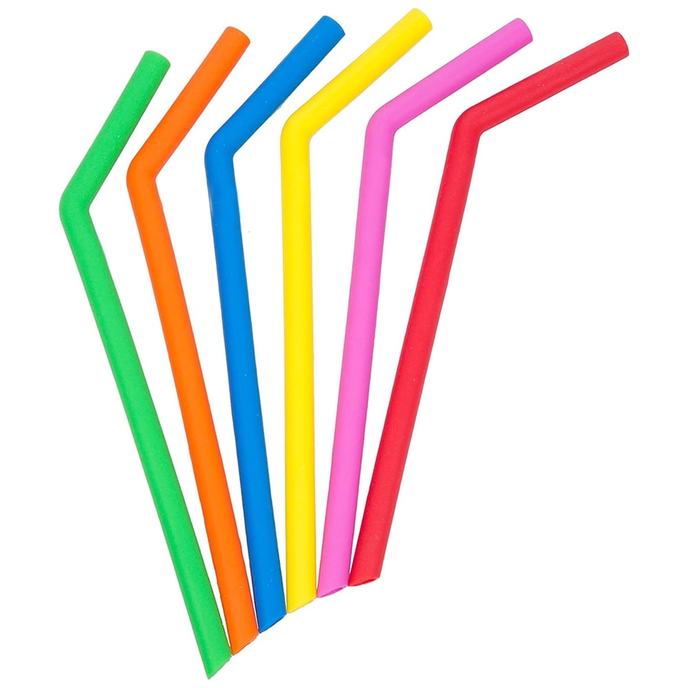 KEINXS 6 Pack Rainbow Silicone Reusable Straws, Durable, Large Size ...