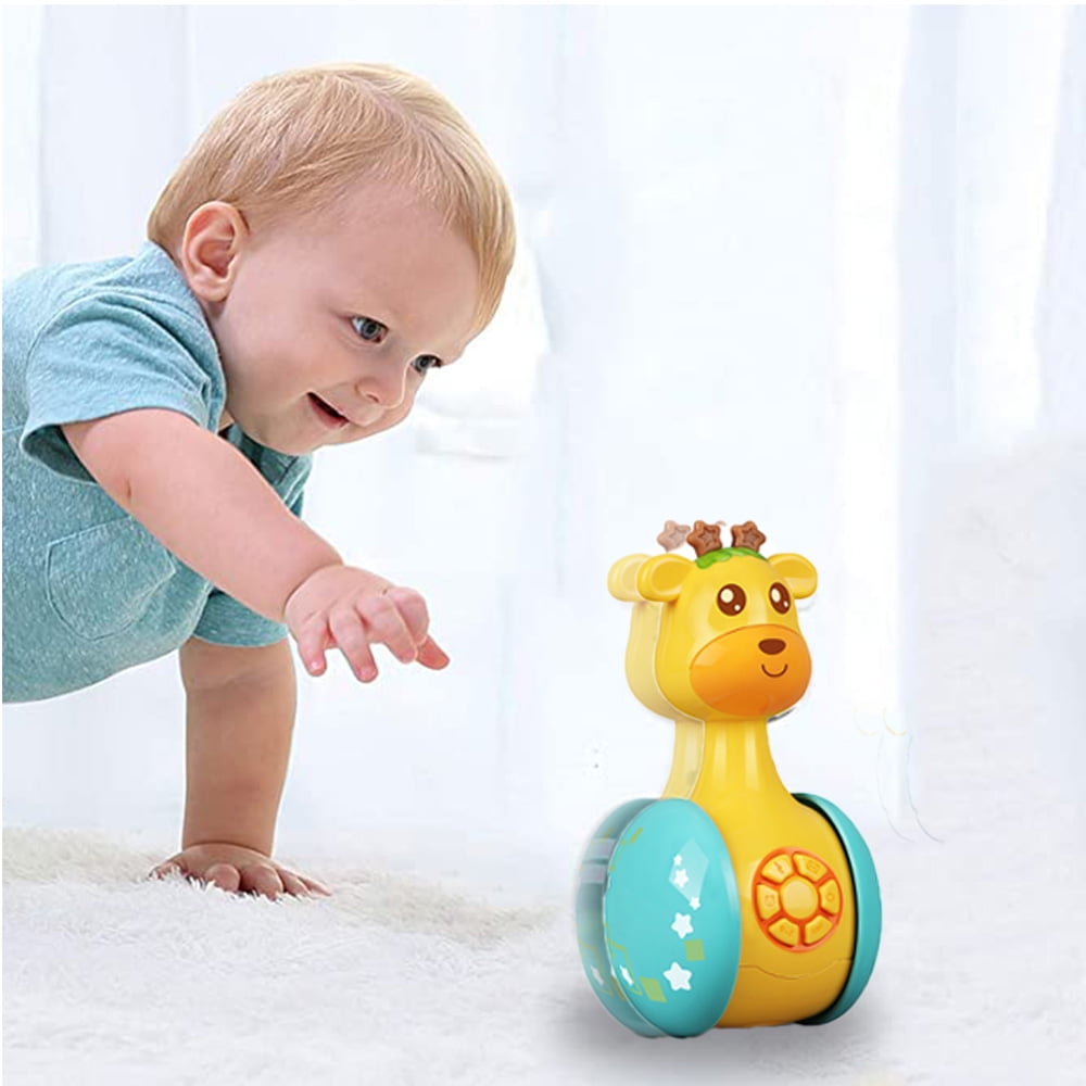 KEINXS Baby Rattle Toys,Baby Tumbler Toy with Music and LED Light Up ...