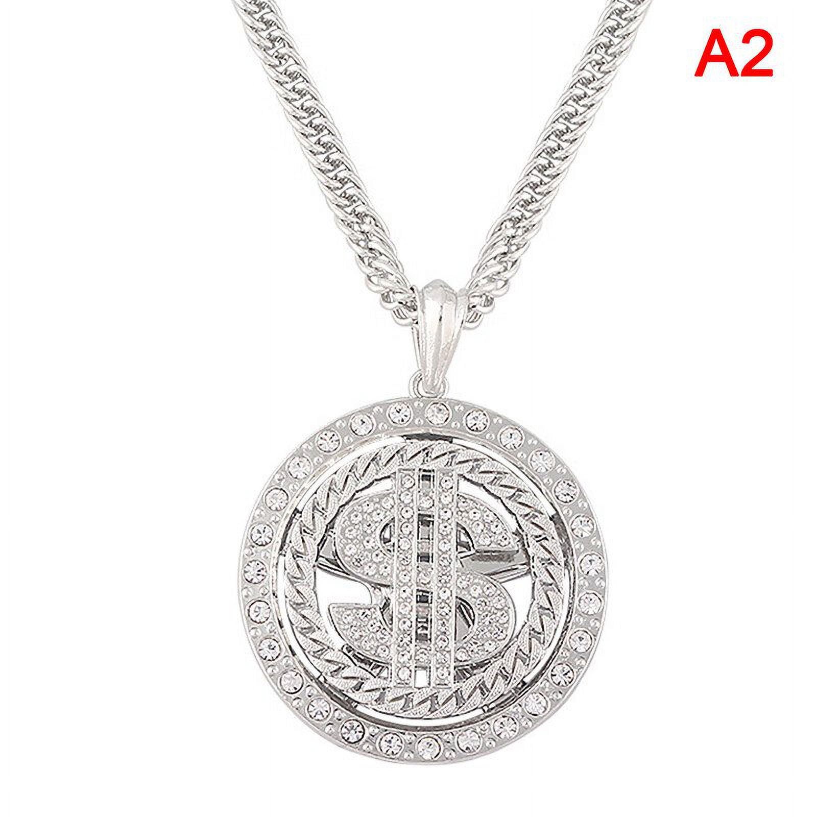 KEINXS Big Rotatable Us Dollar Money Sign Pendant Necklace Men Rapper ...