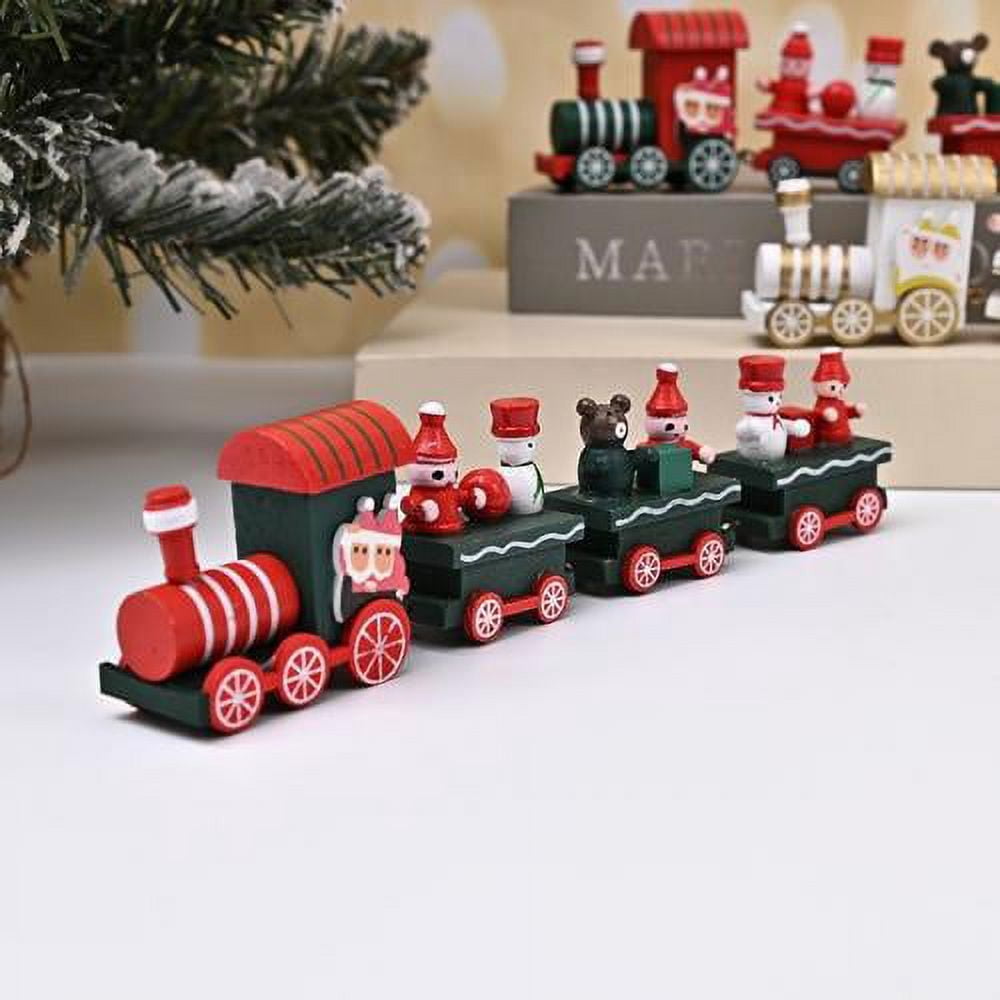 KEINXS Christmas Train Table Top Decor Christmas Wooden Decoration ...