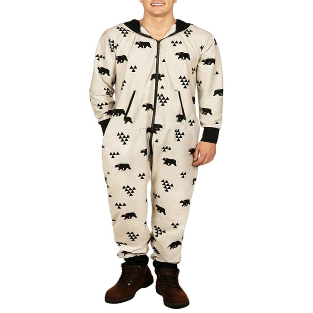 KEINXS Couples Matching Christmas Pajamas Jumpsuit Hoodie Onesie Cute ...