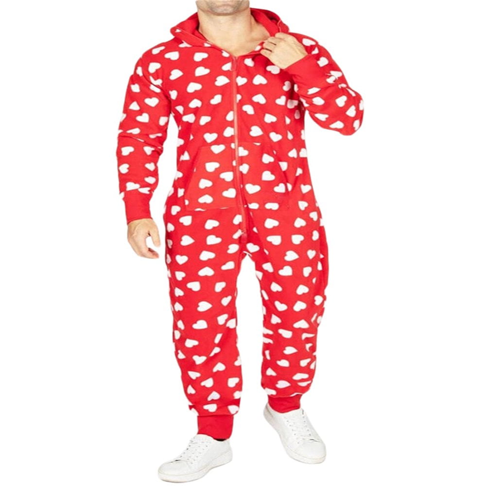 KEINXS Couples Matching Christmas Pajamas Jumpsuit Hoodie Onesie Cute ...