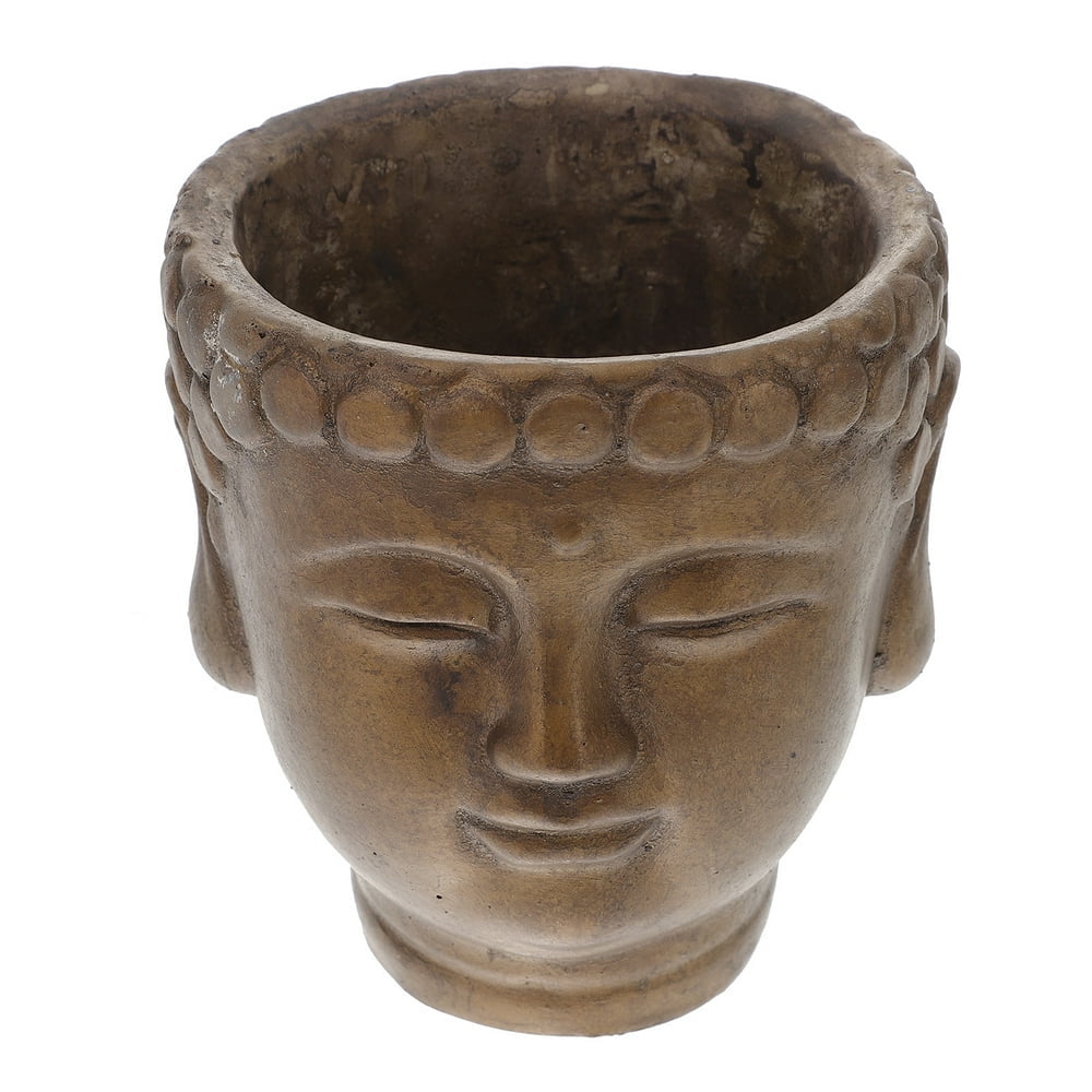 KEINXS Creative Buddha Head Planter Pot Cement Succulent Plant Pot ...