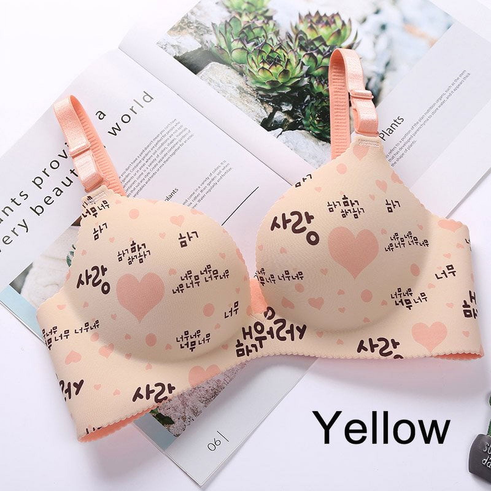 KEINXS Floral Push Up Seamless Bra Sexy Lingerie Flower Print Gathered ...