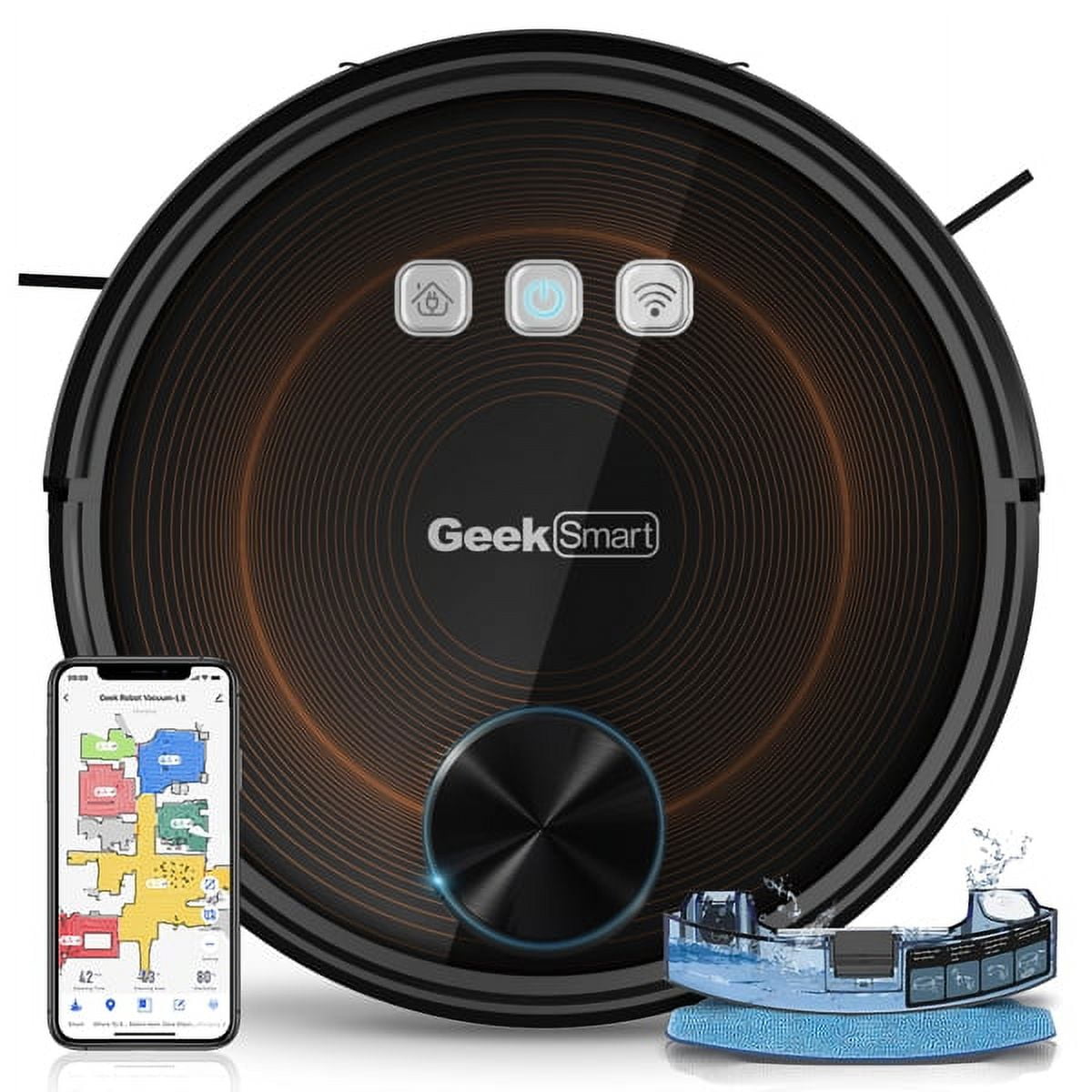 KEINXS Geek Smart L8 Robot Vacuum Cleaner and Mop, LDS Navigation, Wi-Fi Connected APP ...
