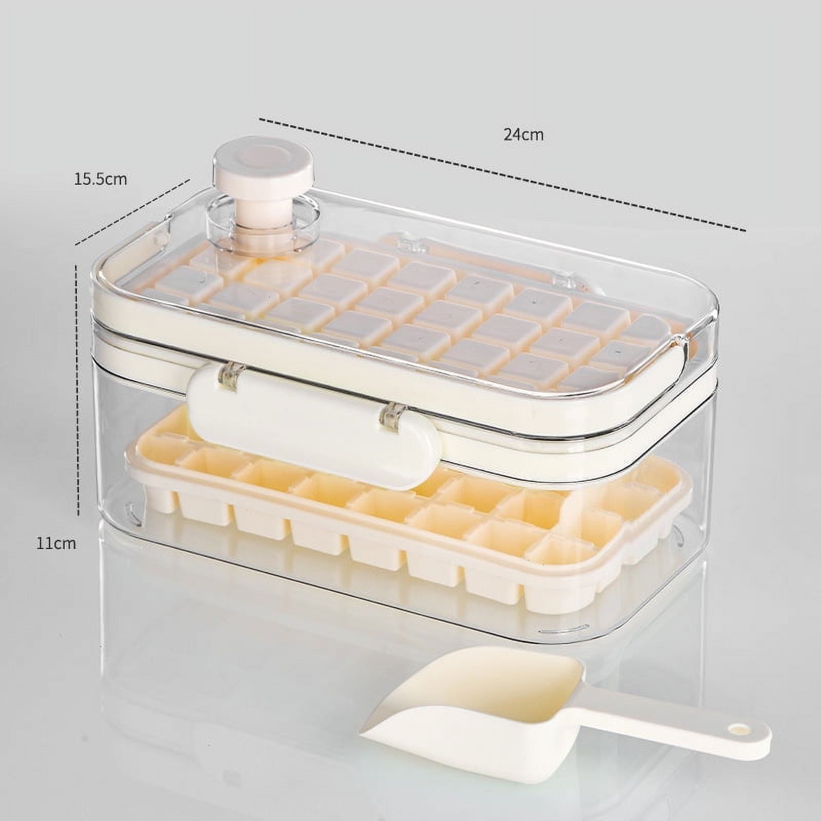 KEINXS Ice Cube Tray with Lid Bin and Scoop Easy-Release Stackable Ice ...