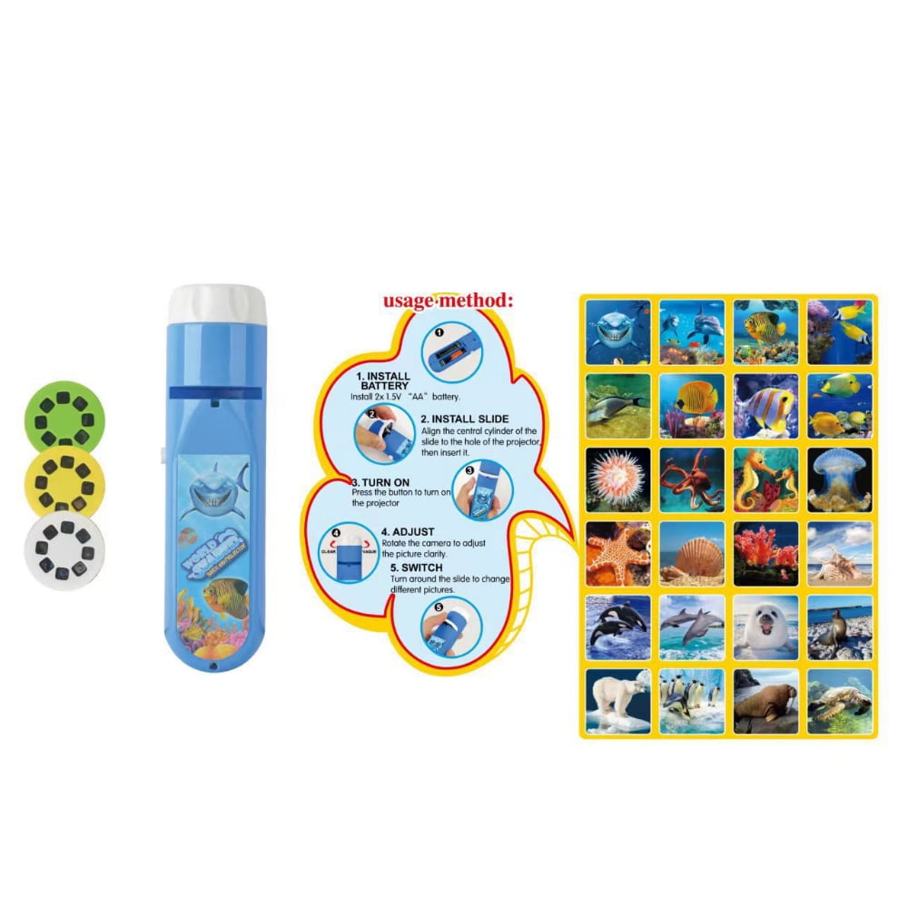 KEINXS Kids Projection Flashlight Cartoon Dinosaur Animal Light ...