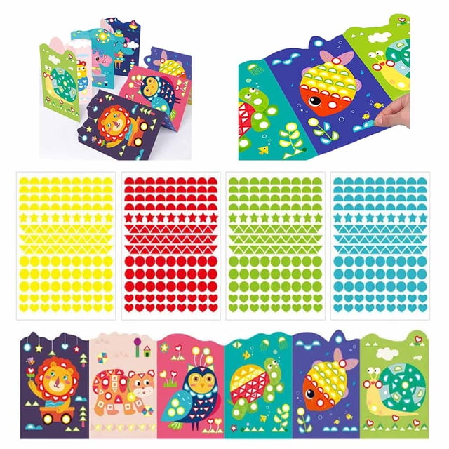 KEINXS Mosaic Stickers Kits for Kids,12 Kinds of Cartoon Animals ...