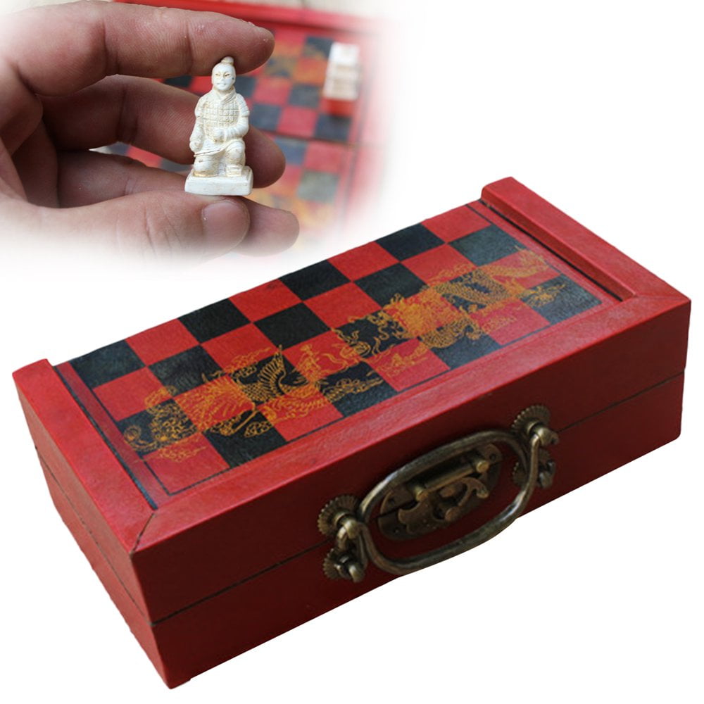 KEINXS Retro Terracotta Wooden Chess Set Folding Chinese Retro ...