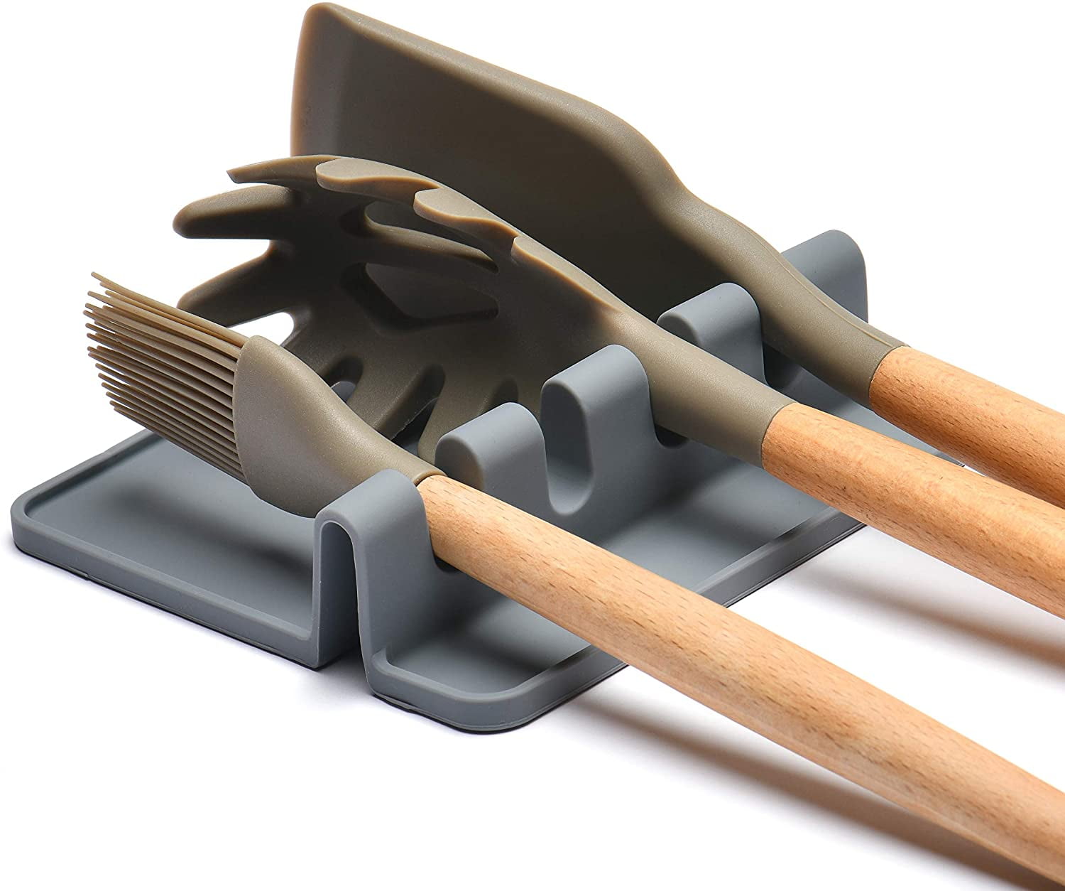 KEINXS Silicone Multiple Utensil Rest with Drip Pad, Utensil Holder for ...