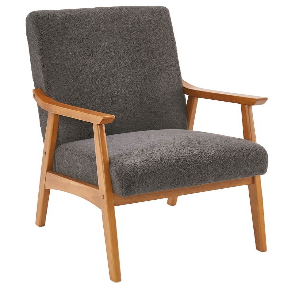 KEINXS Solid Wood Armrest Teddy Velvet Simple Single Indoor Lounge ...