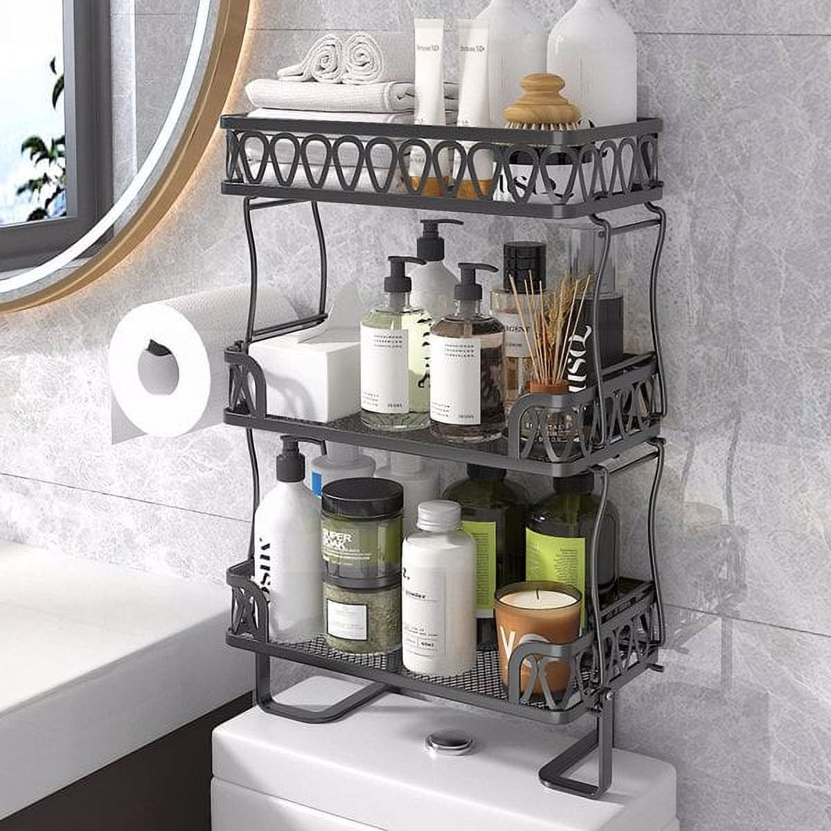 KEINXS Stacking Shower Shelf Toilet Rack 3 Layer Bathroom Organizer ...