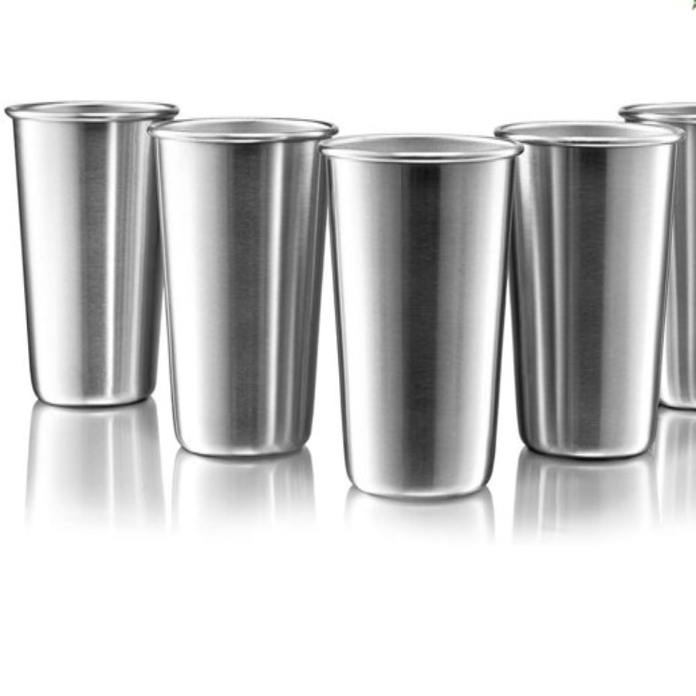 KEINXS Stainless Steel Pint Cups, Set of 5, 16 Oz Metal Cups For ...
