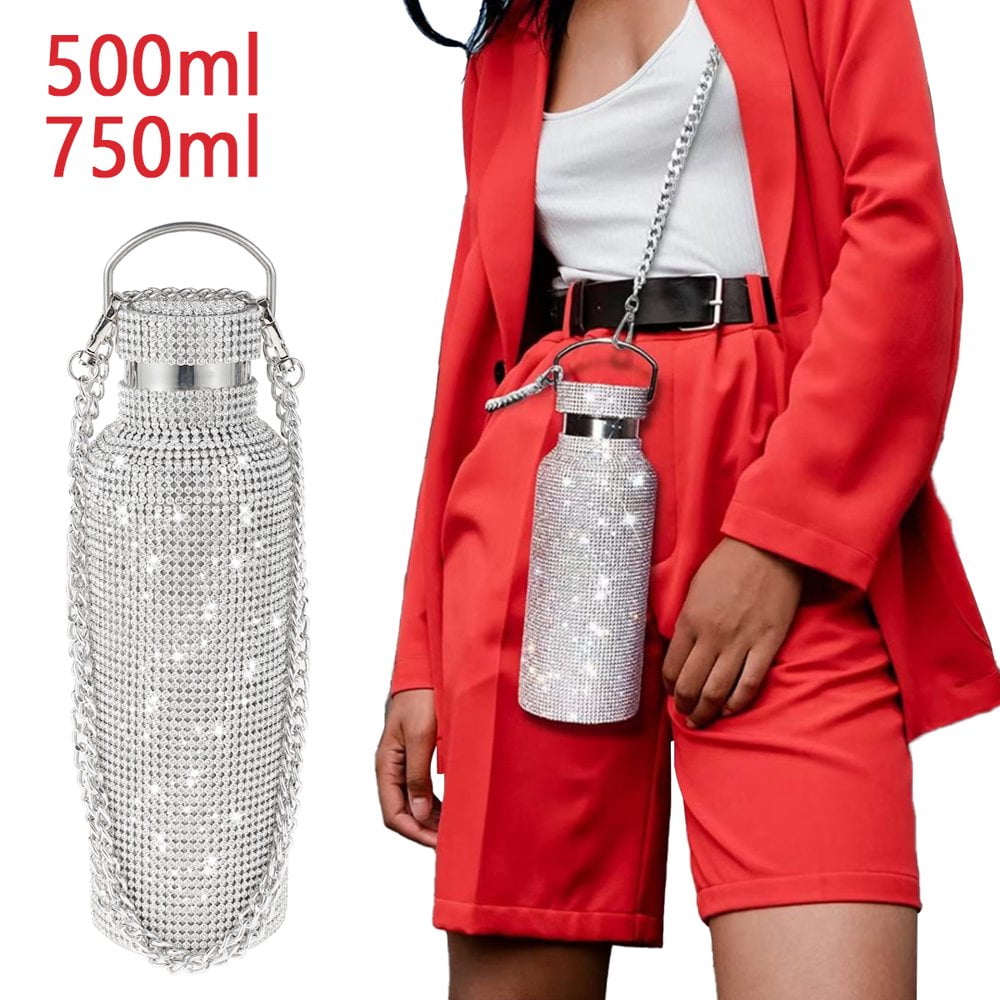 KEINXS Water Bottle Shiny Rhinestone Stainless Steel Thermal Bottle ...