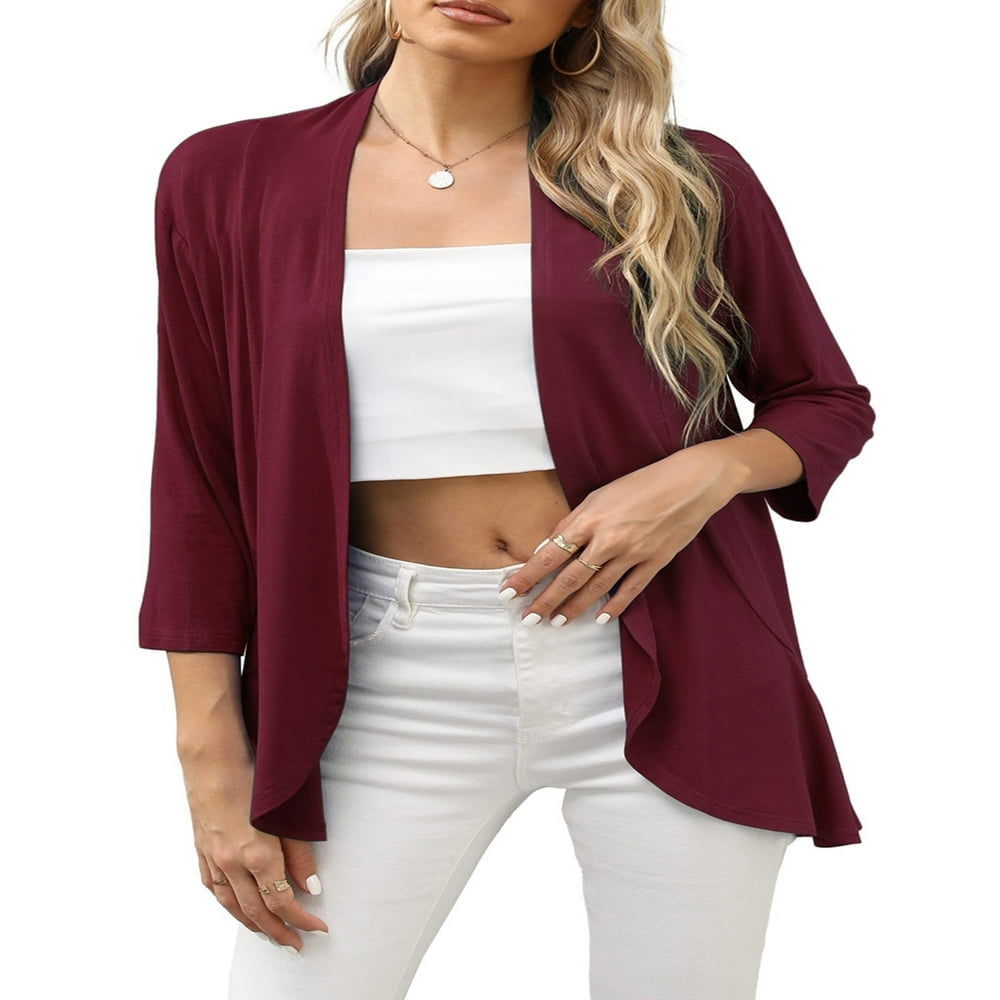 KEINXS Women‘s Casual Lightweight Open Front Cardigans Soft Draped ...