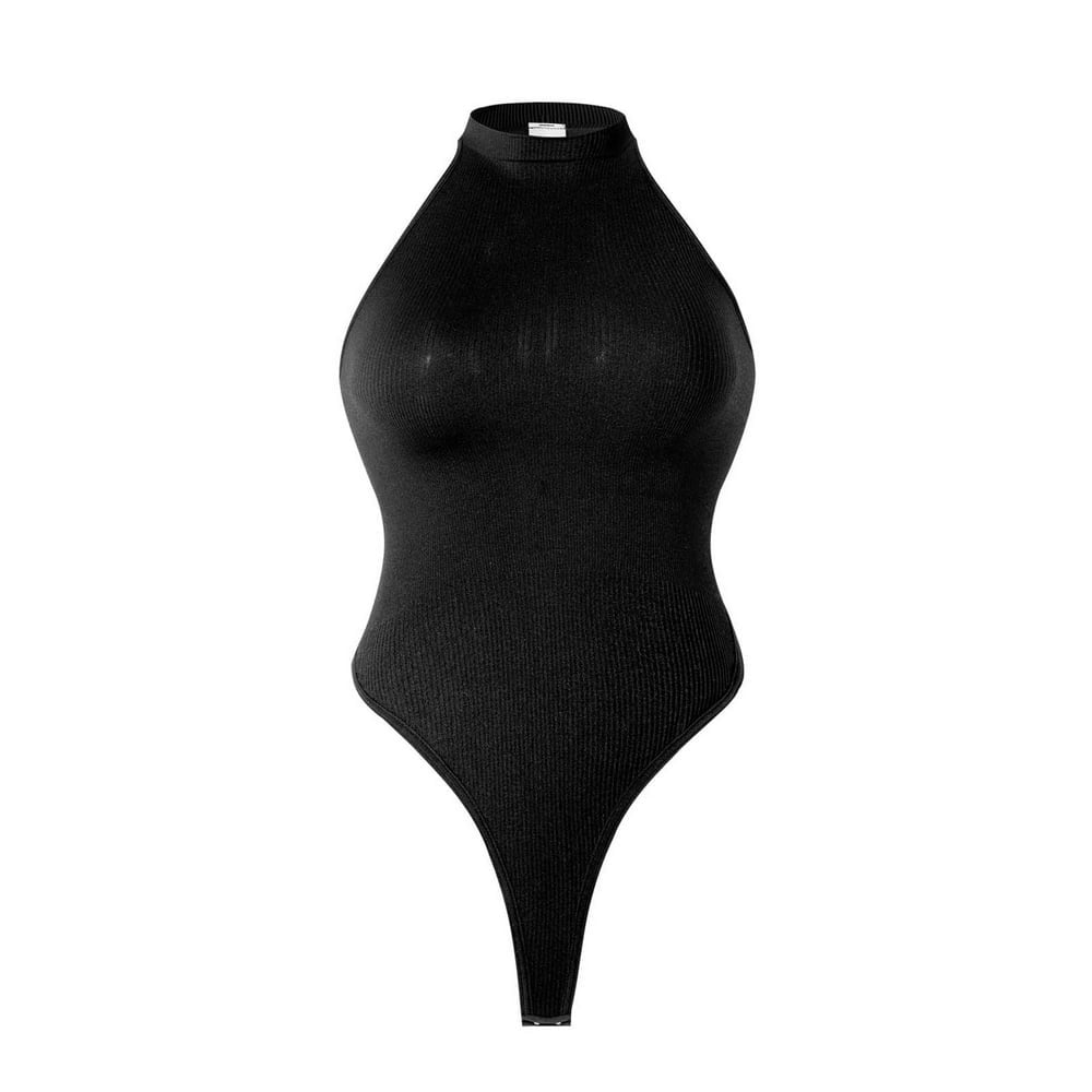 KEINXS Women‘s Solid Color Thread Shaped Bodysuit Tight Waist Shaped ...