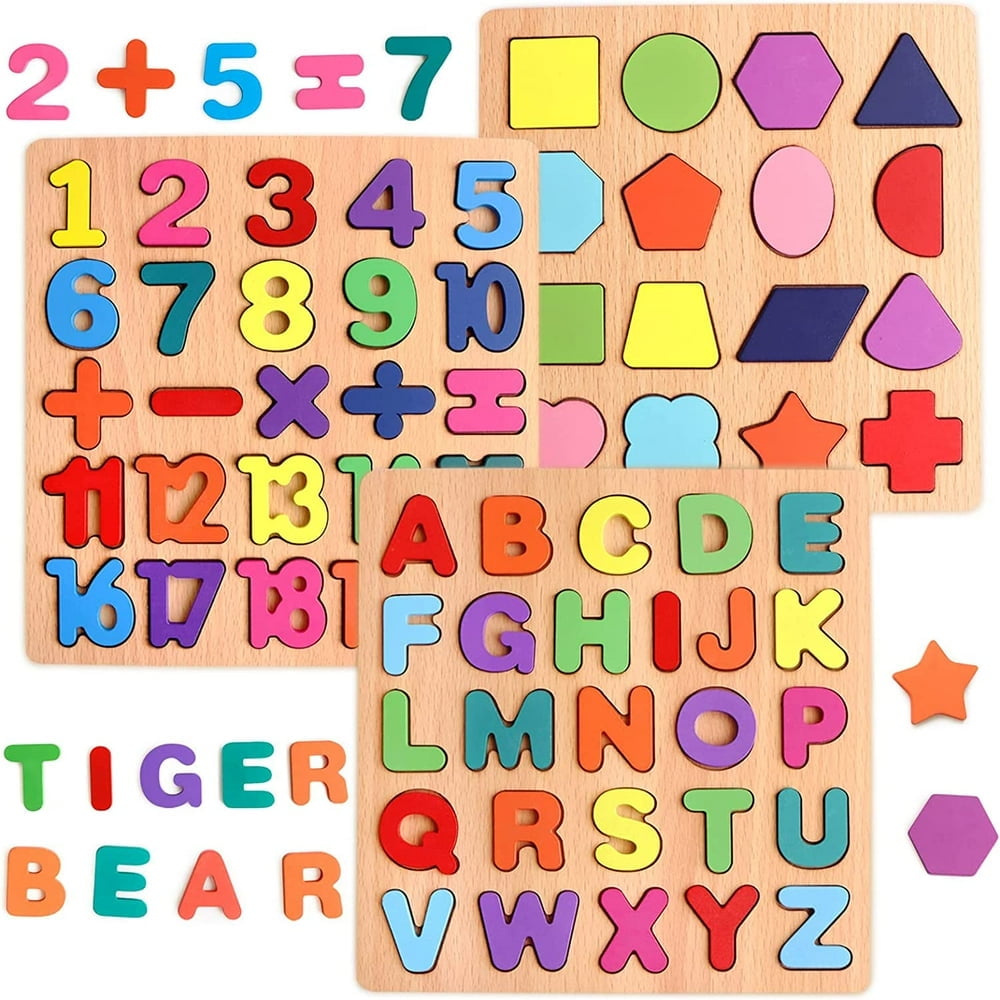 KEINXS Wooden Montessori Toddler Puzzles for 1-3 Years Old 3 Pcs ...