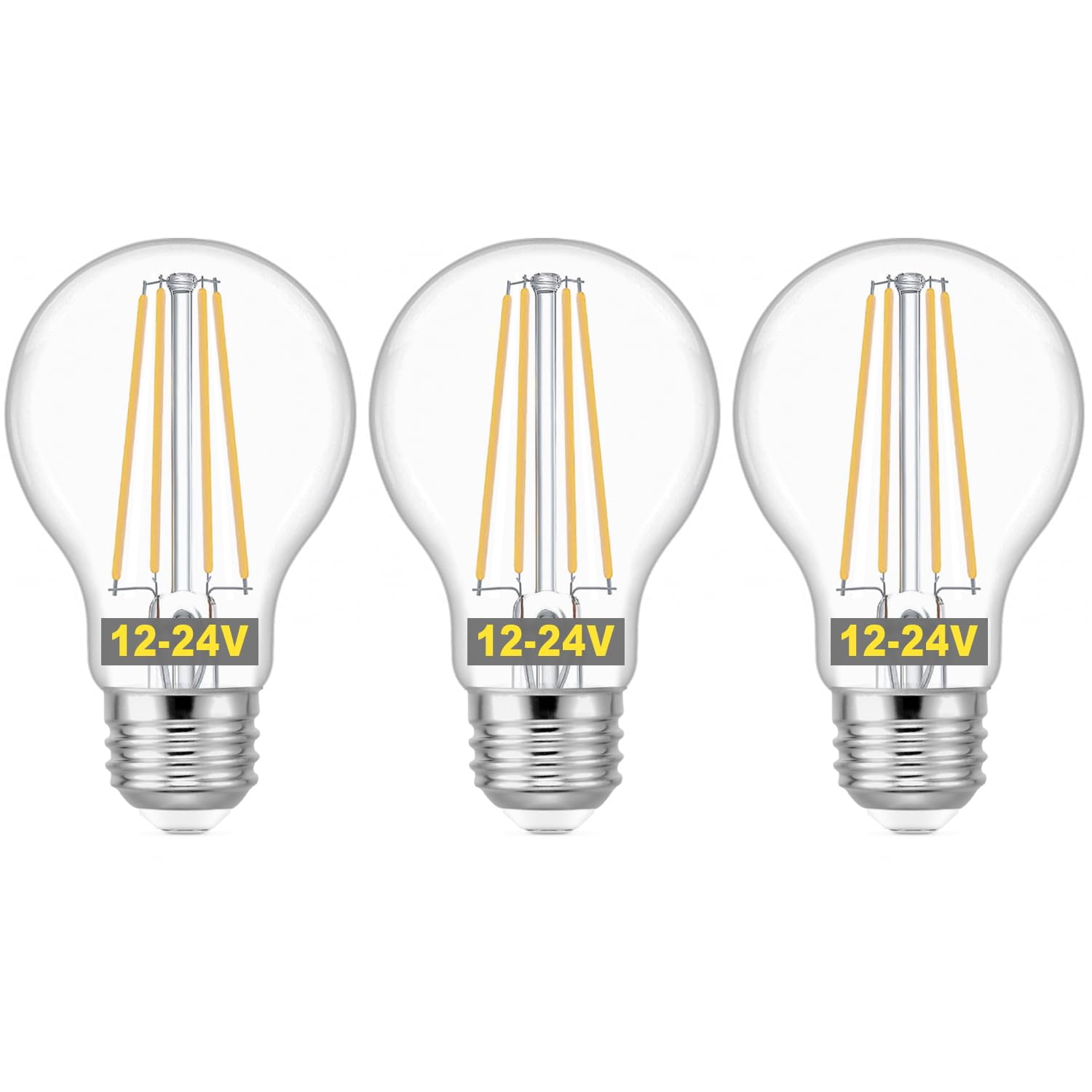 KEIVO 12V LED Bulb, 60 Watt Equivalent, 12-24V AC/DC, Soft White 2700K, 6W 800lm, E26 Base, A19 ...