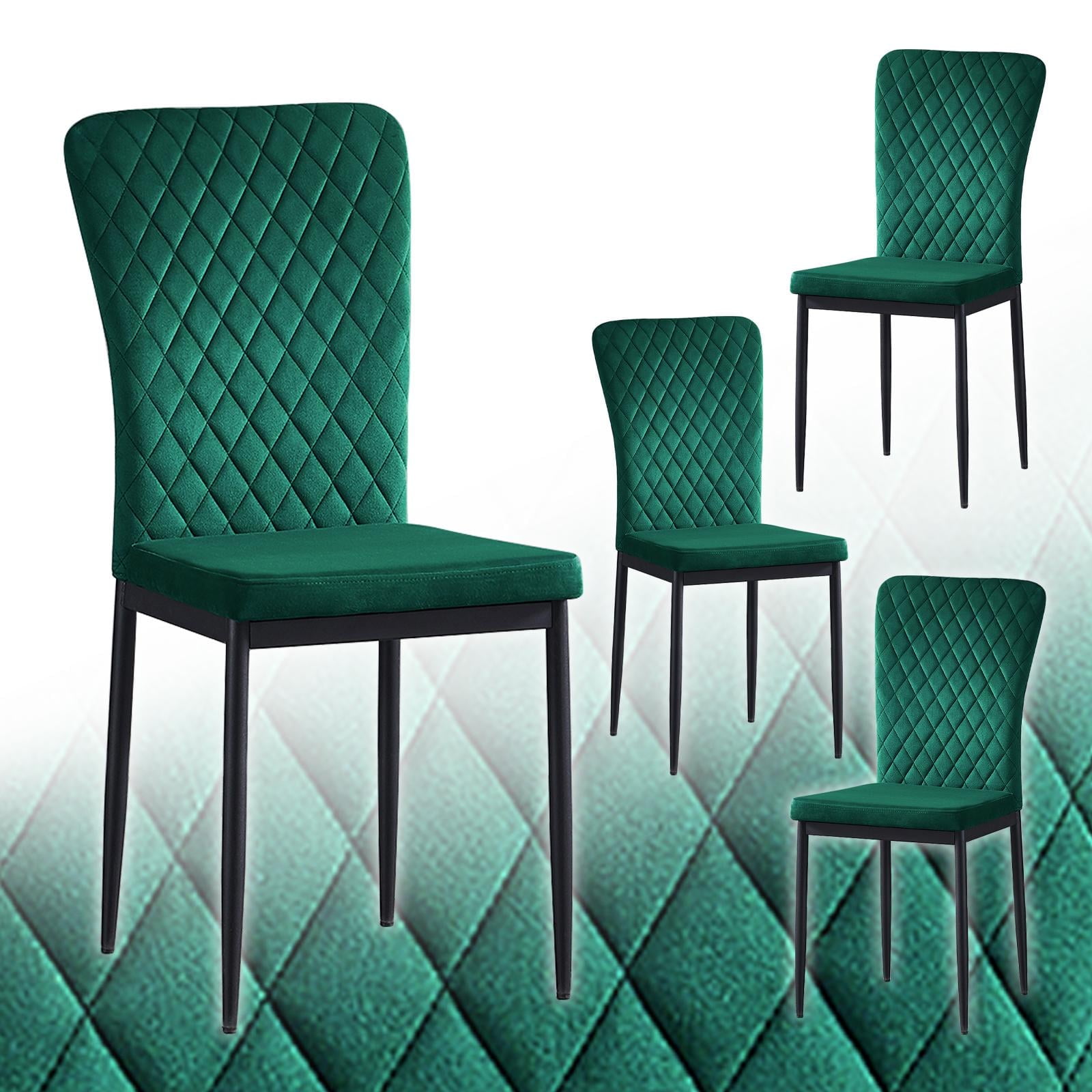 KEIVVAKN Dining Chairs Set of 4 Green Velvet Padded Seat Living Room ...