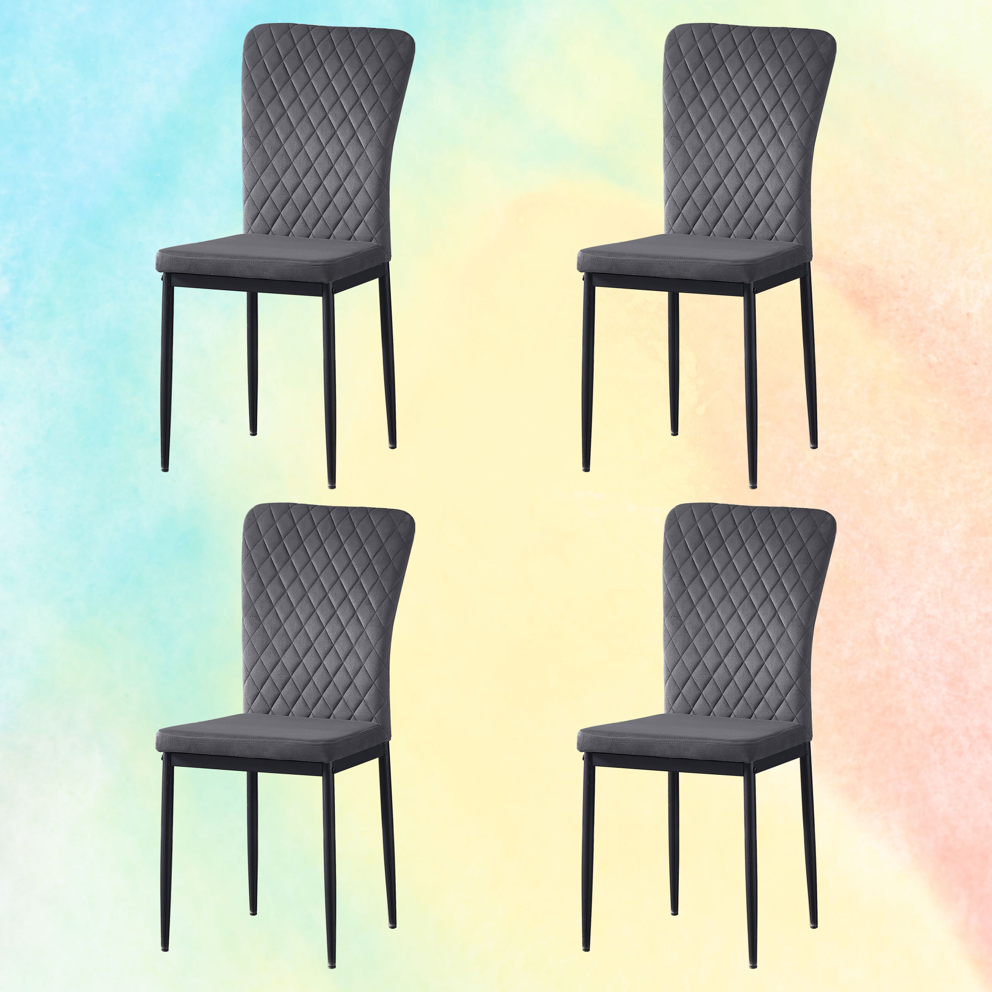 KEIVVAKN Velvet Gray Dining Room Chairs Set of 4 Kitchen Chairs ...