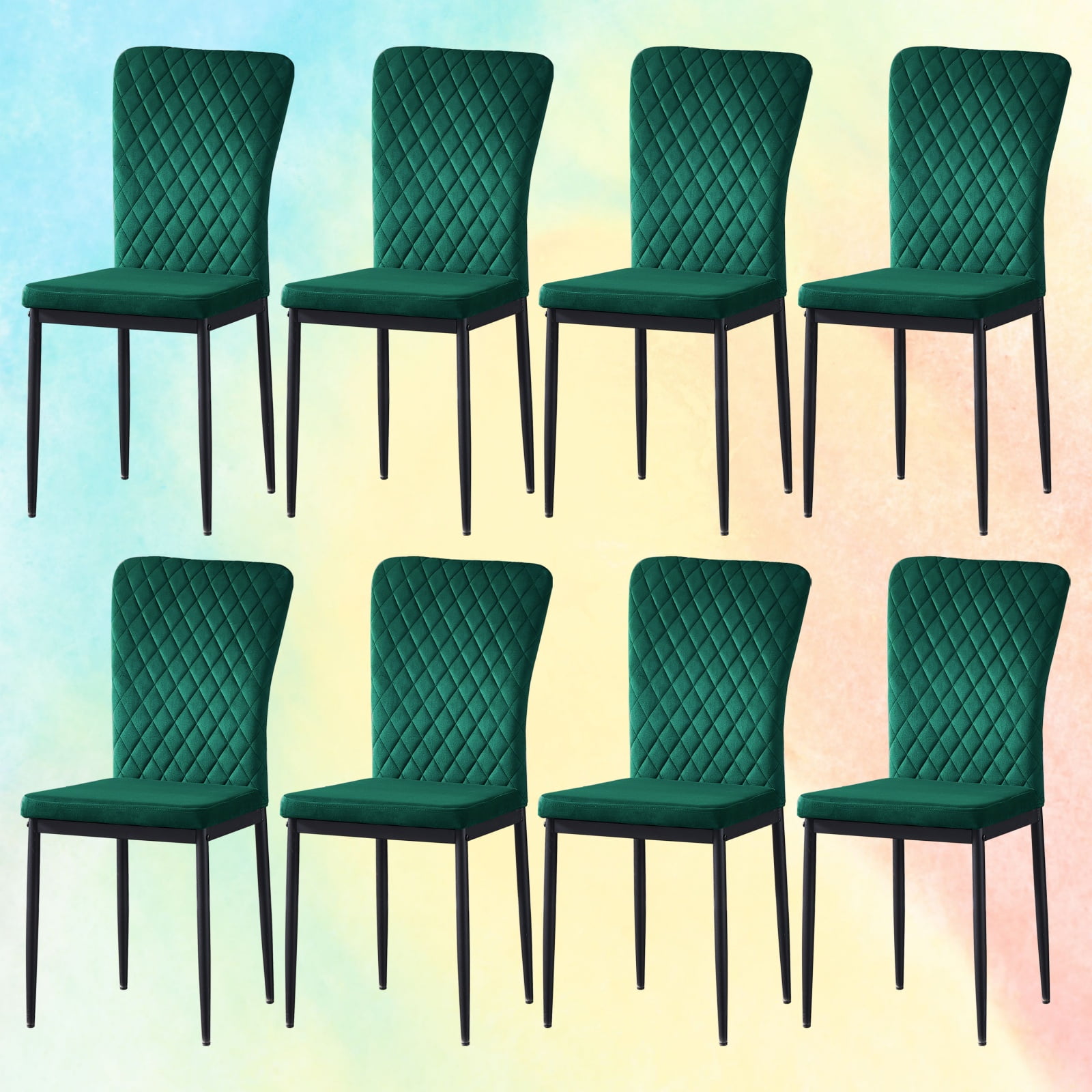 KEIVVAKN Velvet Green Dining Room Chairs Set of 8 Kitchen Chairs ...
