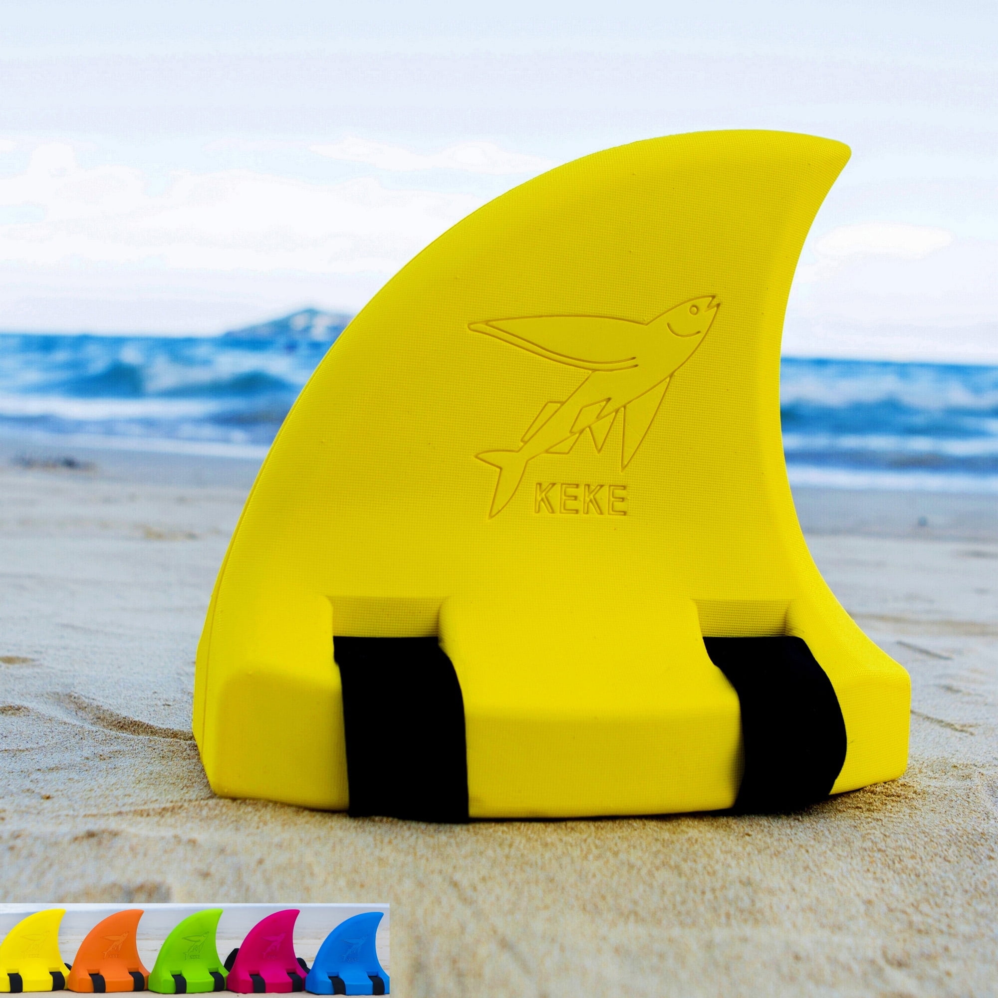 KEKE Back Float Swim Fin Trainer with Elastic Strap, Wearable Shark Fin ...