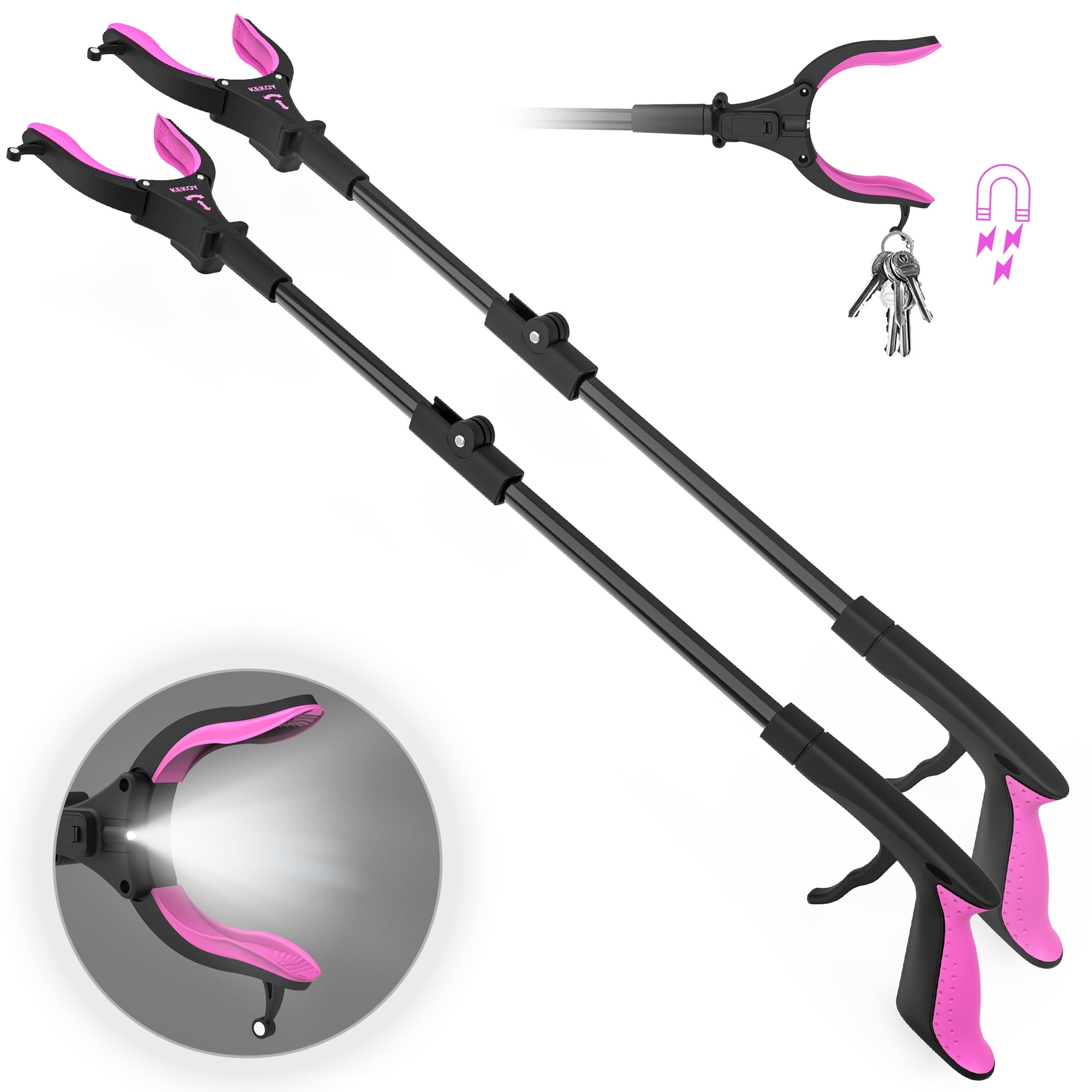 "Kekoy 32"" Heavy Duty Folding Grabber Stick, 2 Pack Reacher Grabber ...
