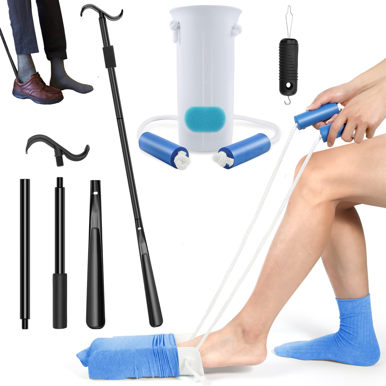 KEKOY 3Pcs Sock Aid Device for Seniors, 35 inch Adjustable Long Handle ...