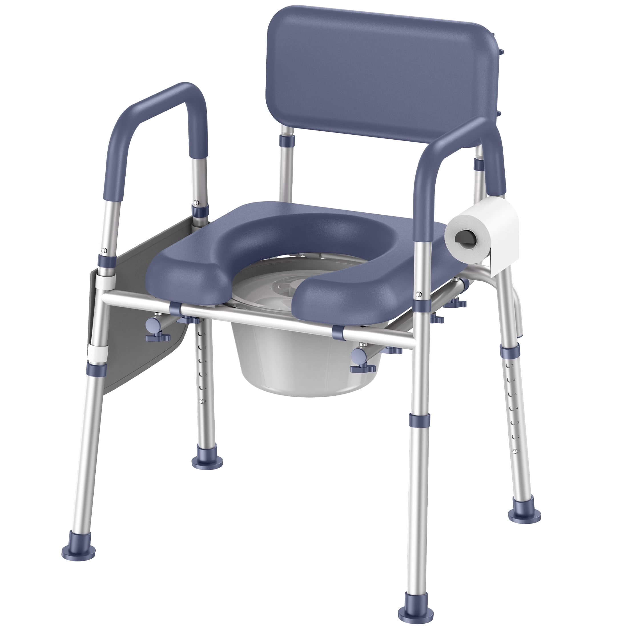 Kekoy Bedside Commode Chair with Padded Seat and Backrest, Aluminum ...