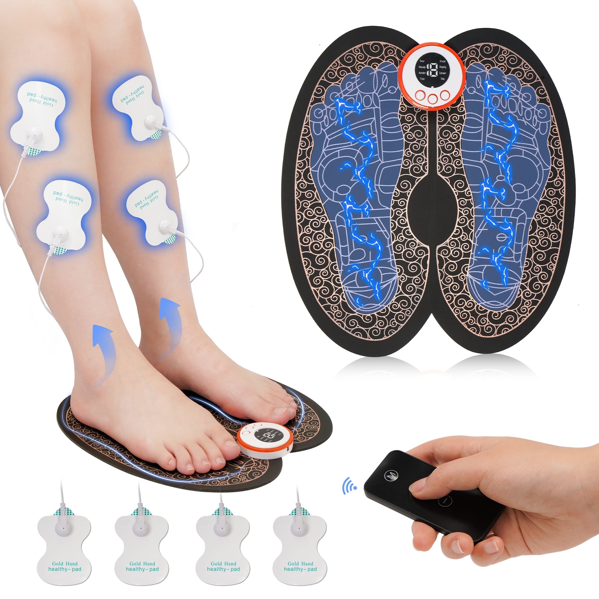 Kekoy Ems Foot And Arms Massager Mat 8 Modes 19 Intensity 4 Pads For Muscle Relaxation