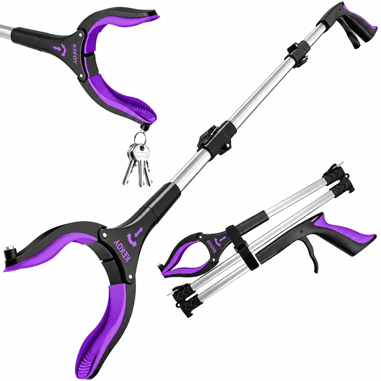 KEKOY Foldable 32" Reacher Grabber Tool, Heavy Duty Picker Grabber ...