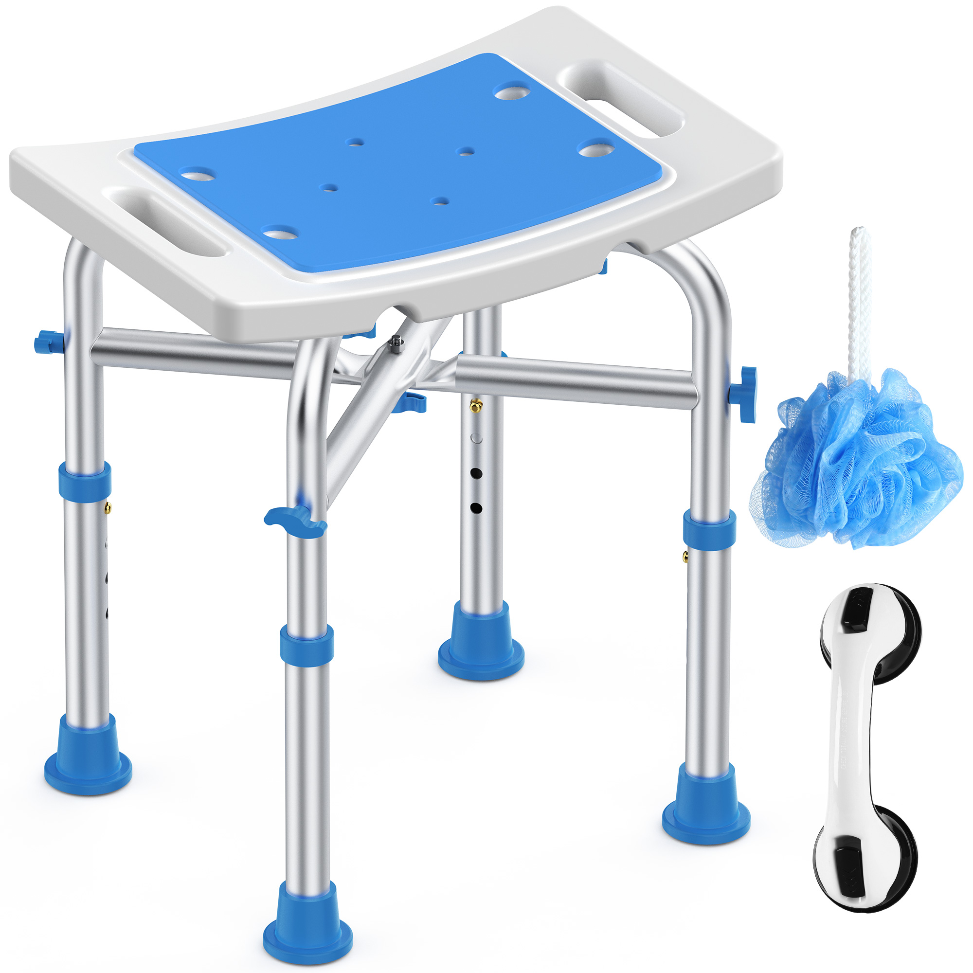 OasisSpace Shower Chair, Adjustable Bath Stool with Free Assist Grab ...
