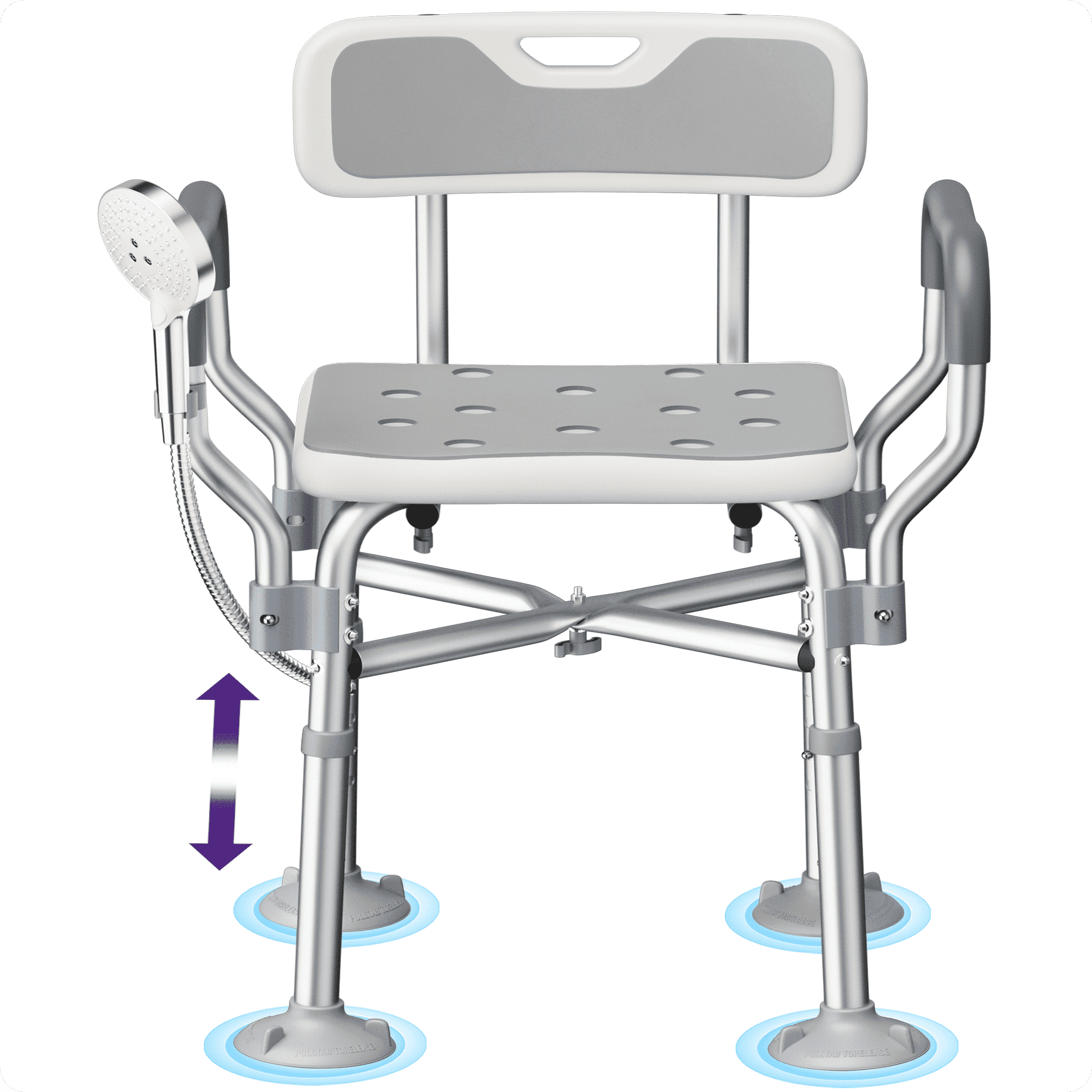KEKOY Heavy Duty Shower Chair with Back and Arms, Extra Large Suction ...