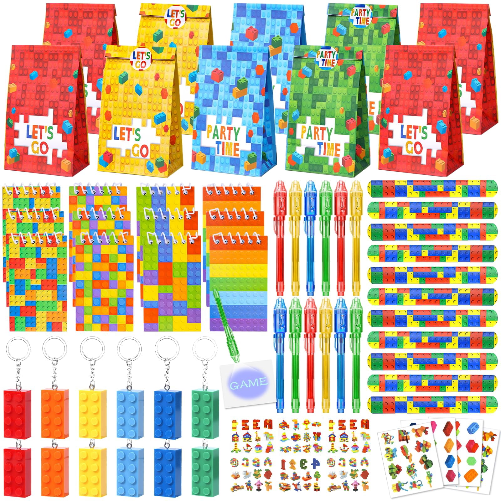 KELENO 12 Set Building Block Party Favors Birthday Supplies, Invisible ...