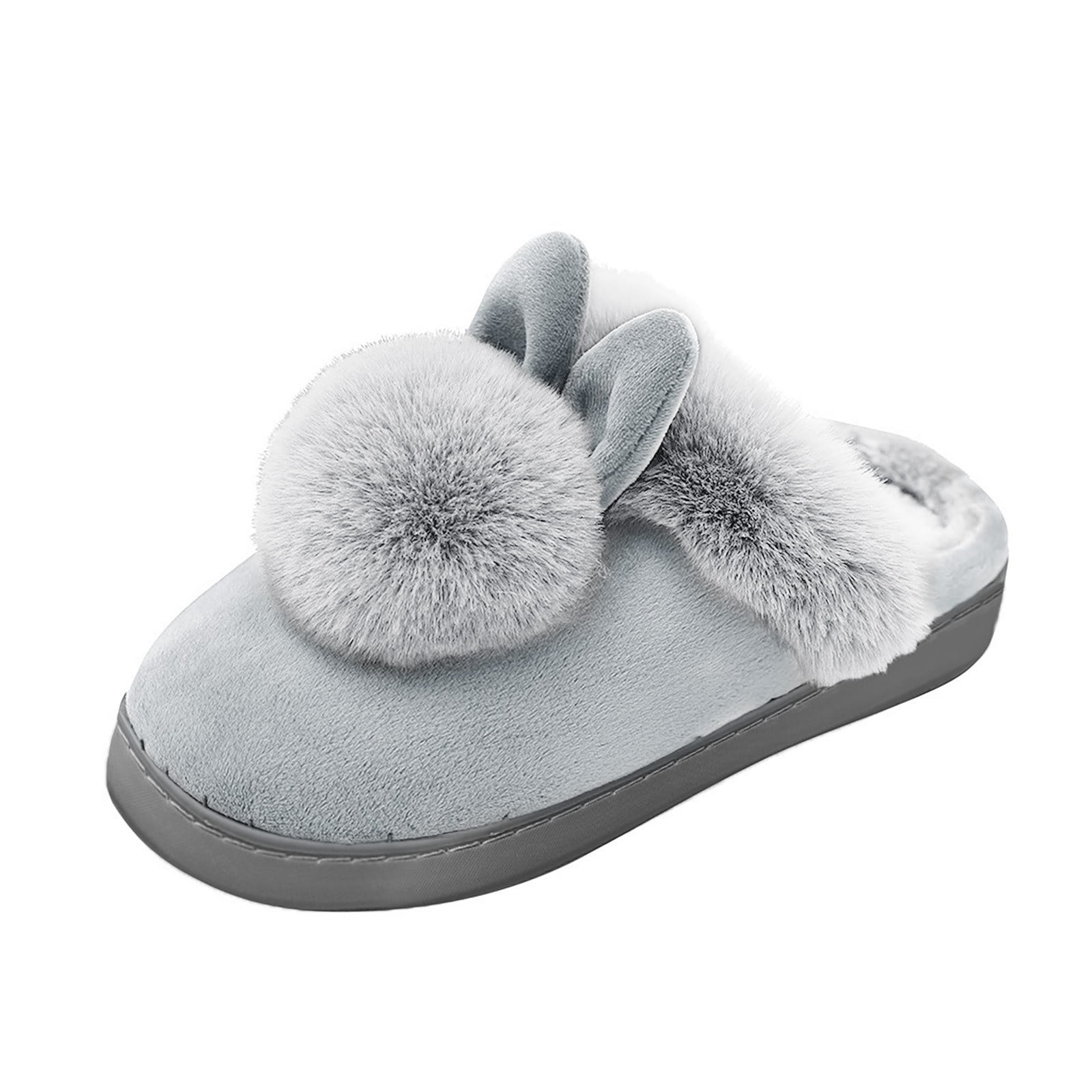 KELINFONG Fluffy Rabbit Slides for Women Cartoon Cute Slippers Soft ...