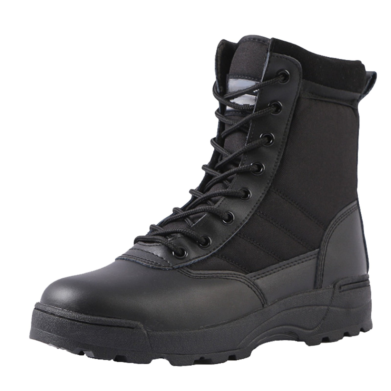 KELINFONG Men's Military Tactical Work Boots Side Zipper Leather ...