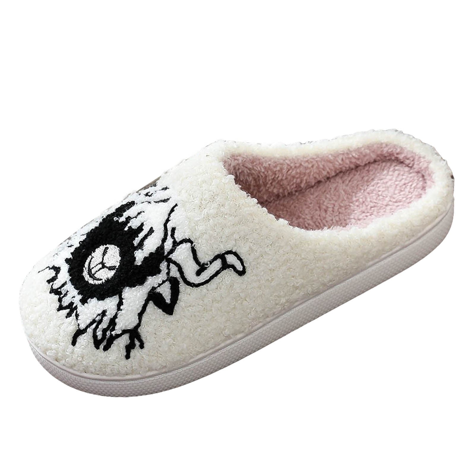 KELINFONG Polar Fuzzy House Slippers for Women Indoor Fuzzy Curly Cute ...