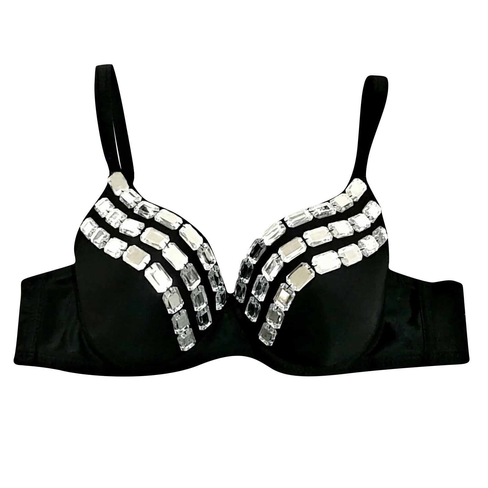 KELINFONG Women's Glitter Sparkle Belly Dance Rhinestone Bra Punk Lady ...