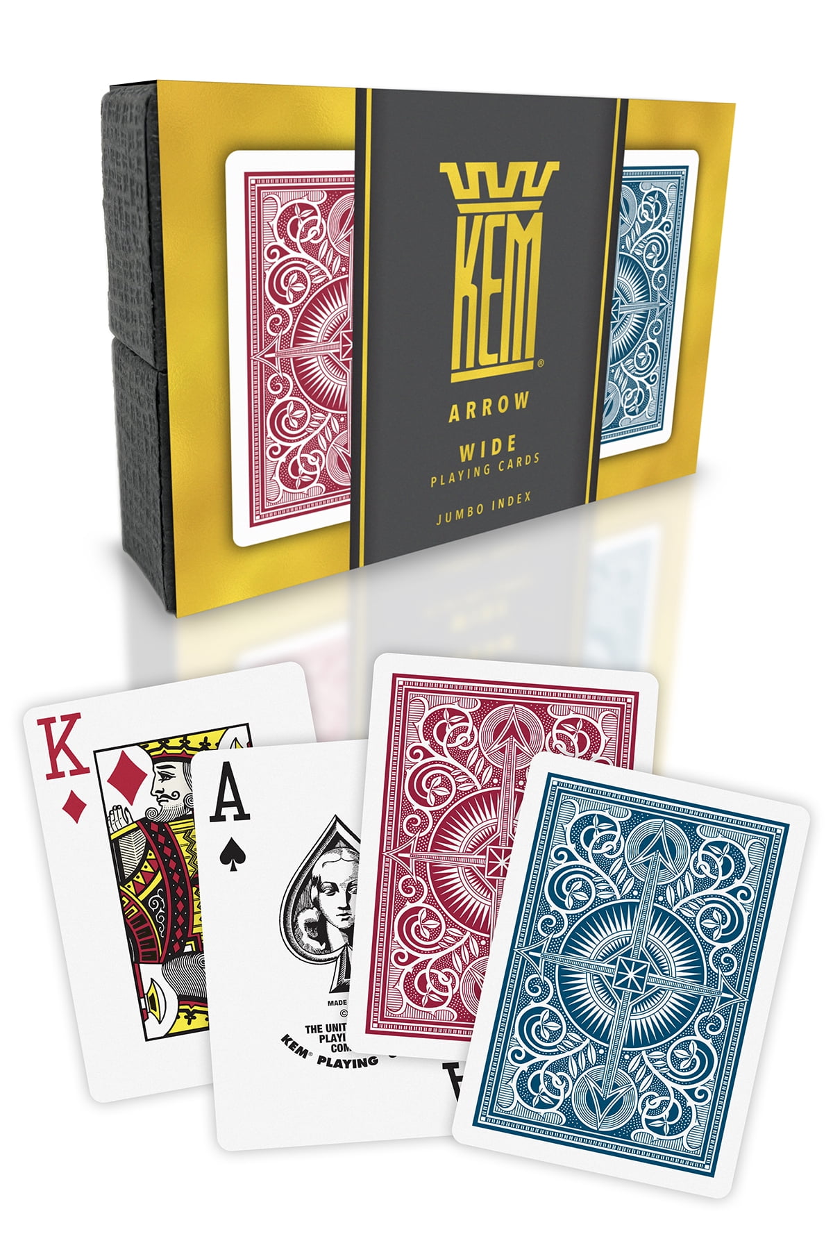 KEM Arrow Red and Blue Plastic Playing Cards, Jumbo Index, Poker Size ...