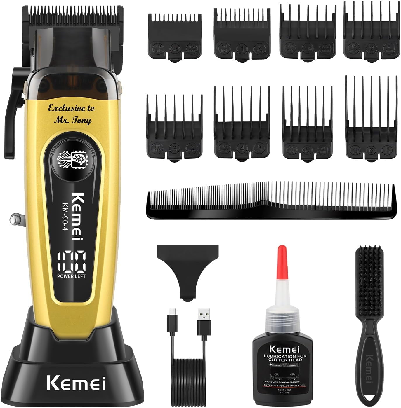 KEMEI 90-4 Professional Hair Clippers for Men, Cordless Barber Clippers ...