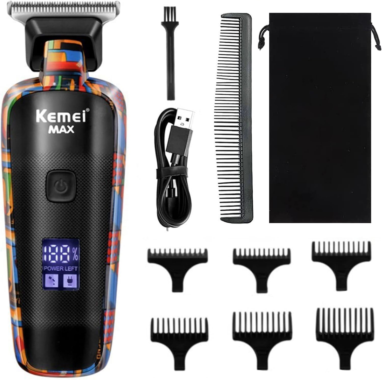 KEMEI KM-MAX5090 Professional Hair Clippers for Men Cordless, LCD ...
