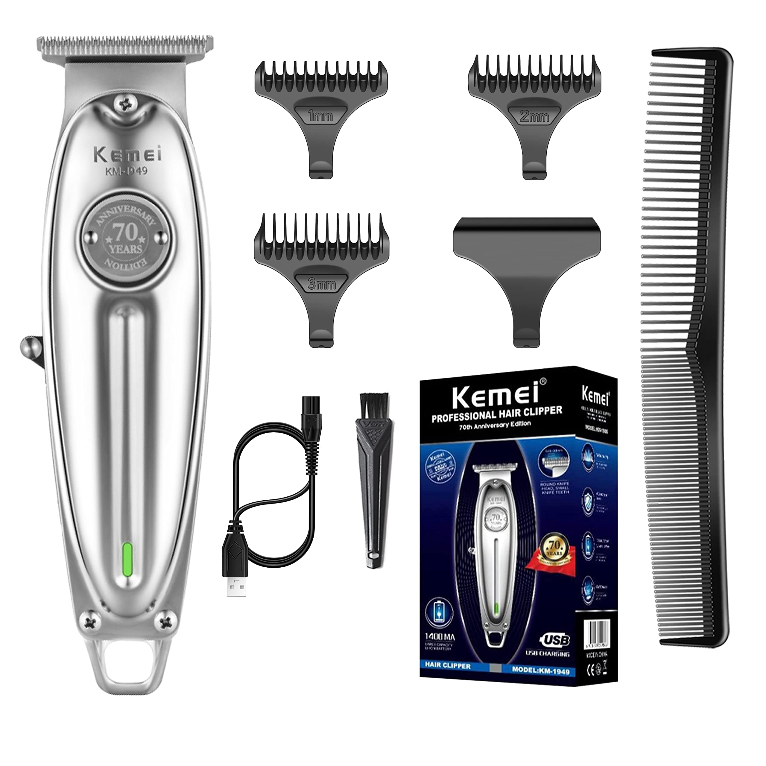 KEMEI Professional Beard and Hair Trimmer for Men, Cordless T-Blade ...