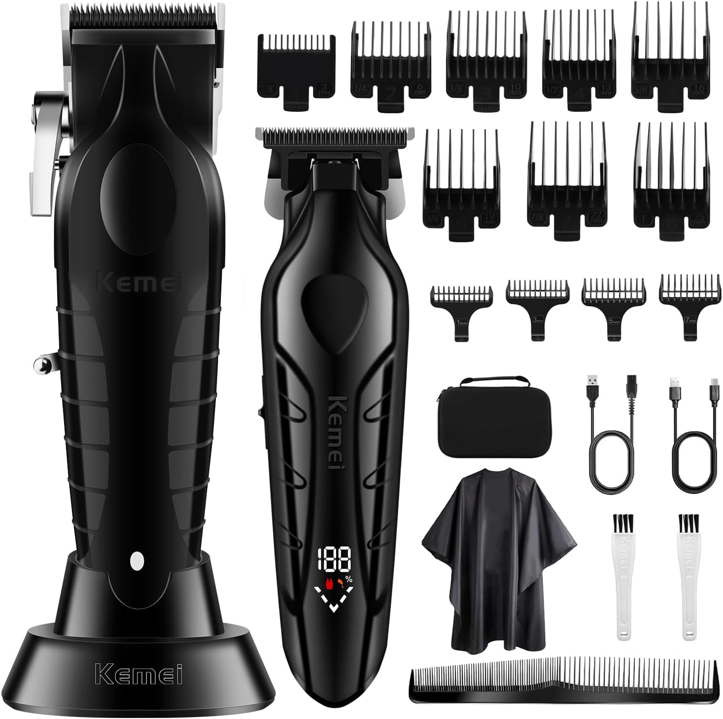 KEMEI Professional Hair Clipperand Trimmer Set, Cordless Hair Clipper for Men, Electric Barber ...