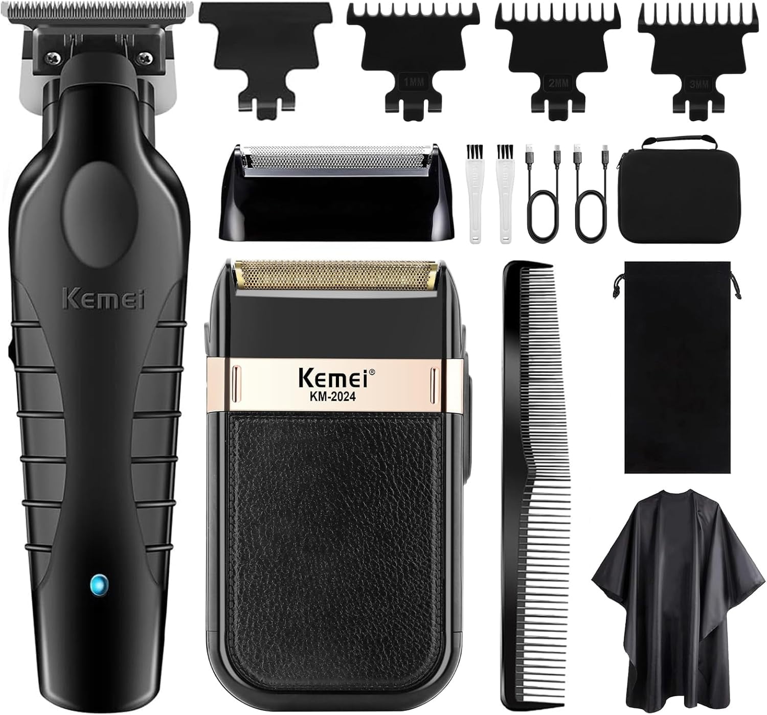 KEMEI Professional Hair Clippers and Foil Shavers Set, Electric Hair Clippers for Men, Cordless ...